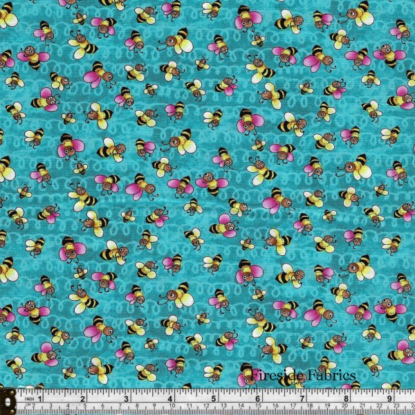 PIXIE PATCH BEES TURQUOISE BY BLANK QUILTING